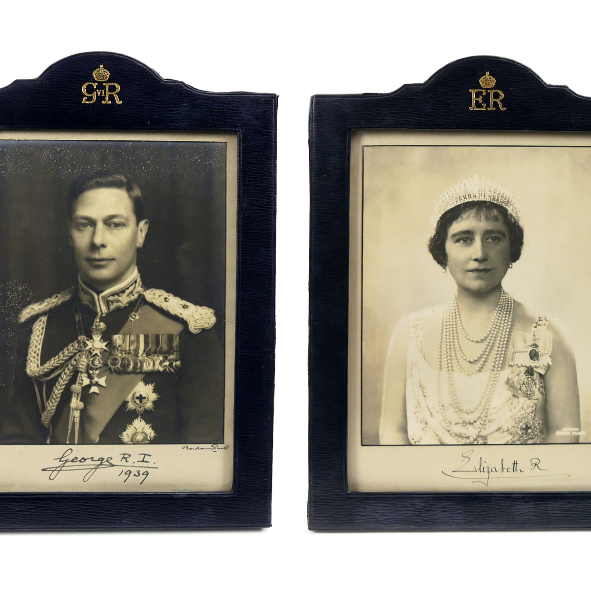 George VI and Queen Elizabeth - A Pair of Royal Presentation Portrait ...